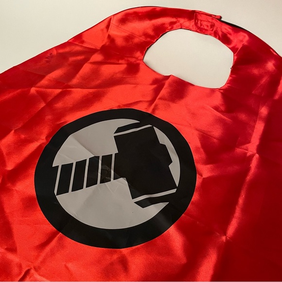 Costumes | Kids Thor Hammer Red Satin Cape With Black Satin Lining ...